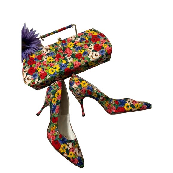 Johansen | Shoes | Vintage Floral Stiletto Heels Clutch Set By Johansen ...